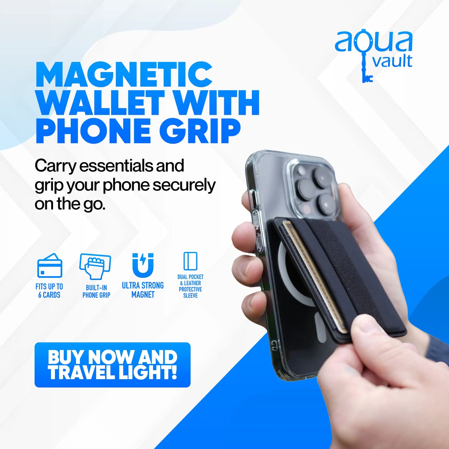 Magnetic Wallet with Phone Grip - AquaVault Inc.