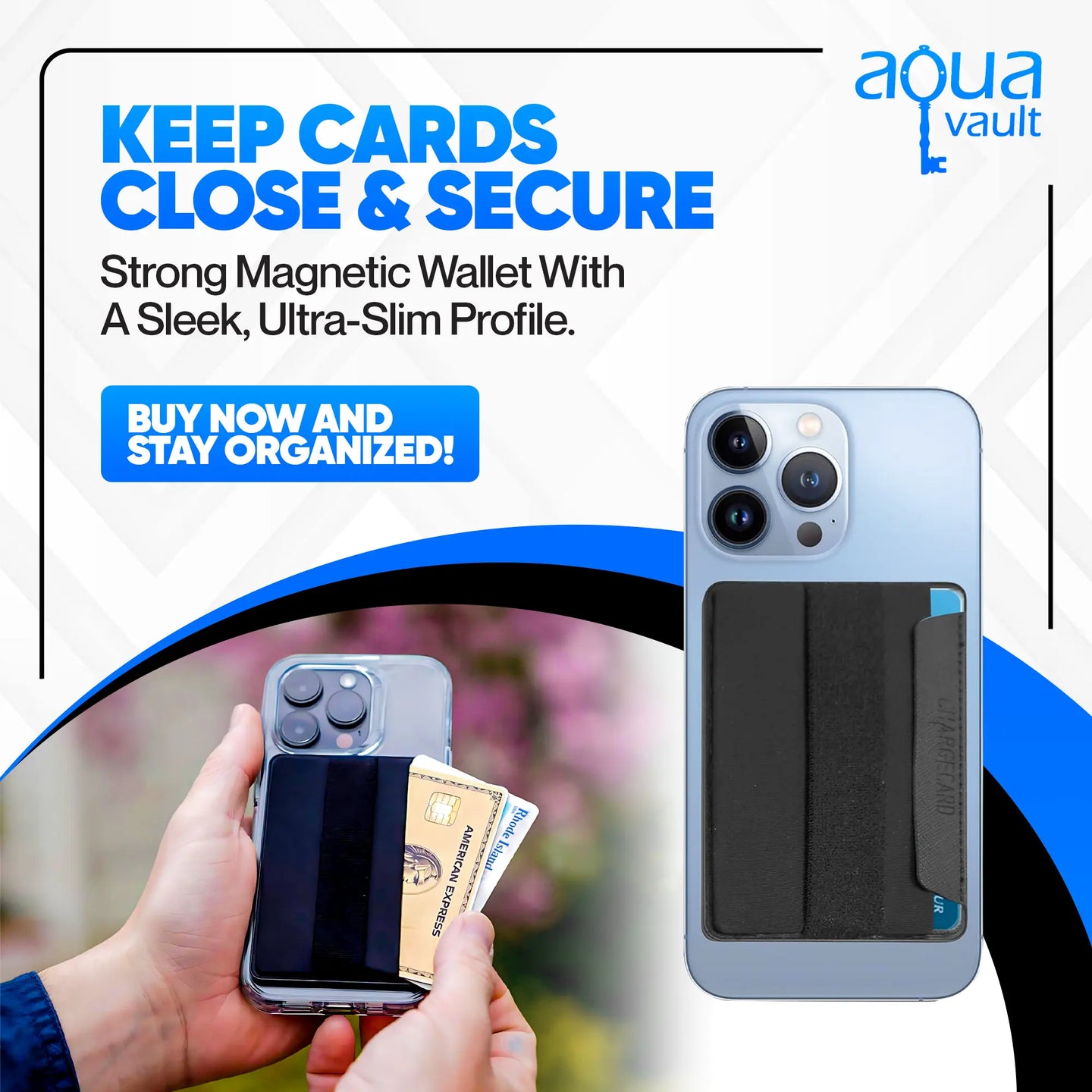 Magnetic Wallet with Phone Grip - AquaVault Inc.